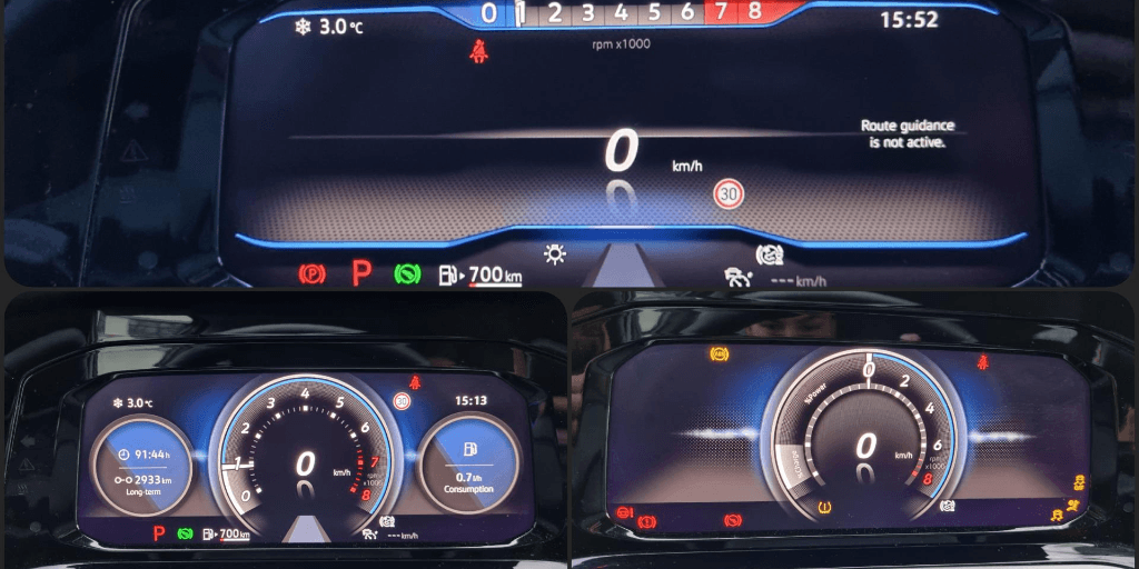 Virtual Cockpit Layout, volkswagen golf 2020 - 2024